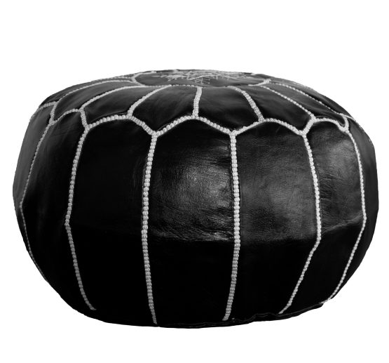 Marokkaanse poef zwart - Velvet Green | Verhuur & Styling
