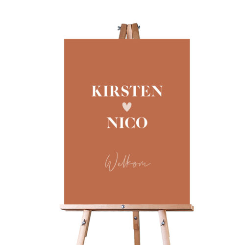 Welkomstbord bruiloft roestbruin - Velvet Green | Verhuur & Styling
